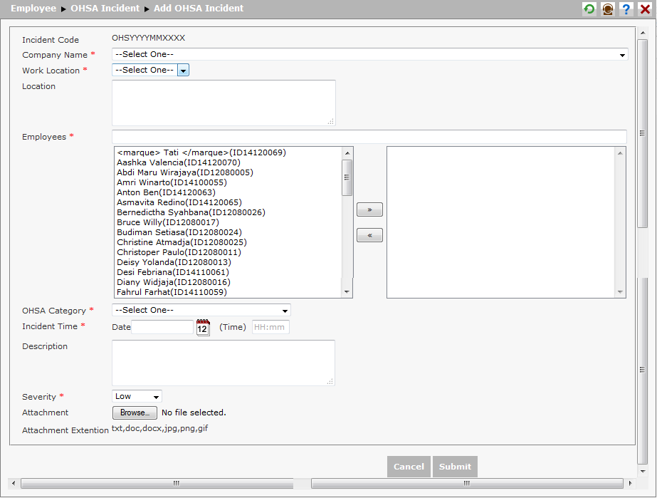 Follow these steps to add OHSA Incident data.